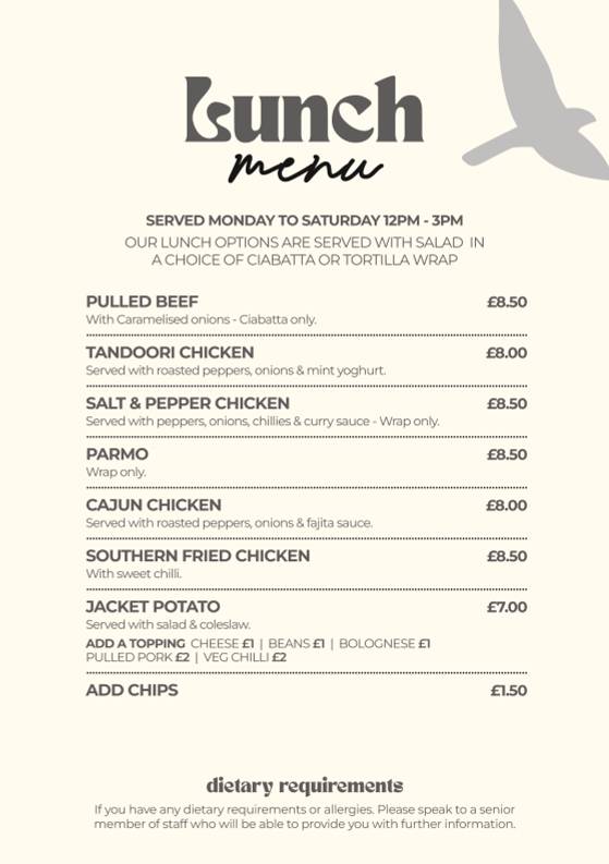 Menu at The Merlin Billingham pub & bar, Billingham, The Merlin
