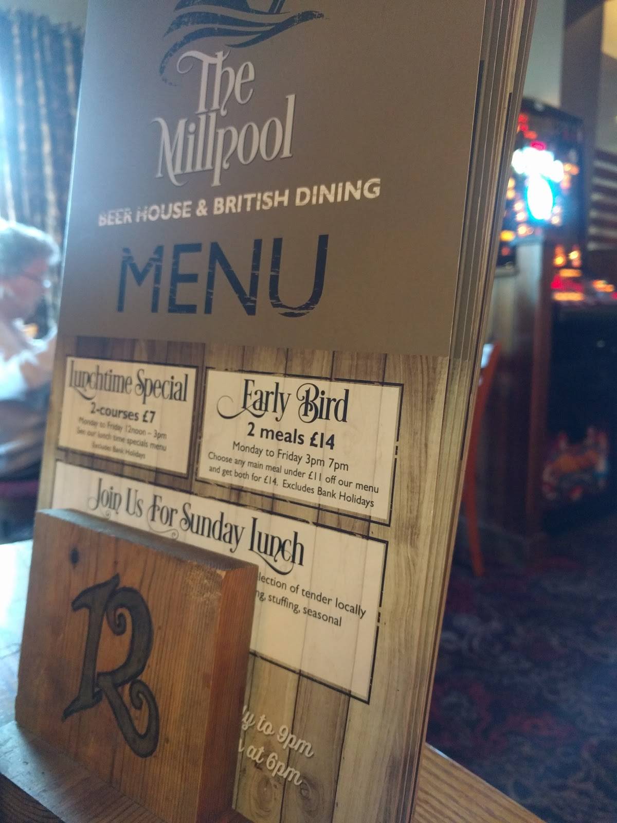 Menu at The Millpool restaurant, Coventry, Hipswell Hwy