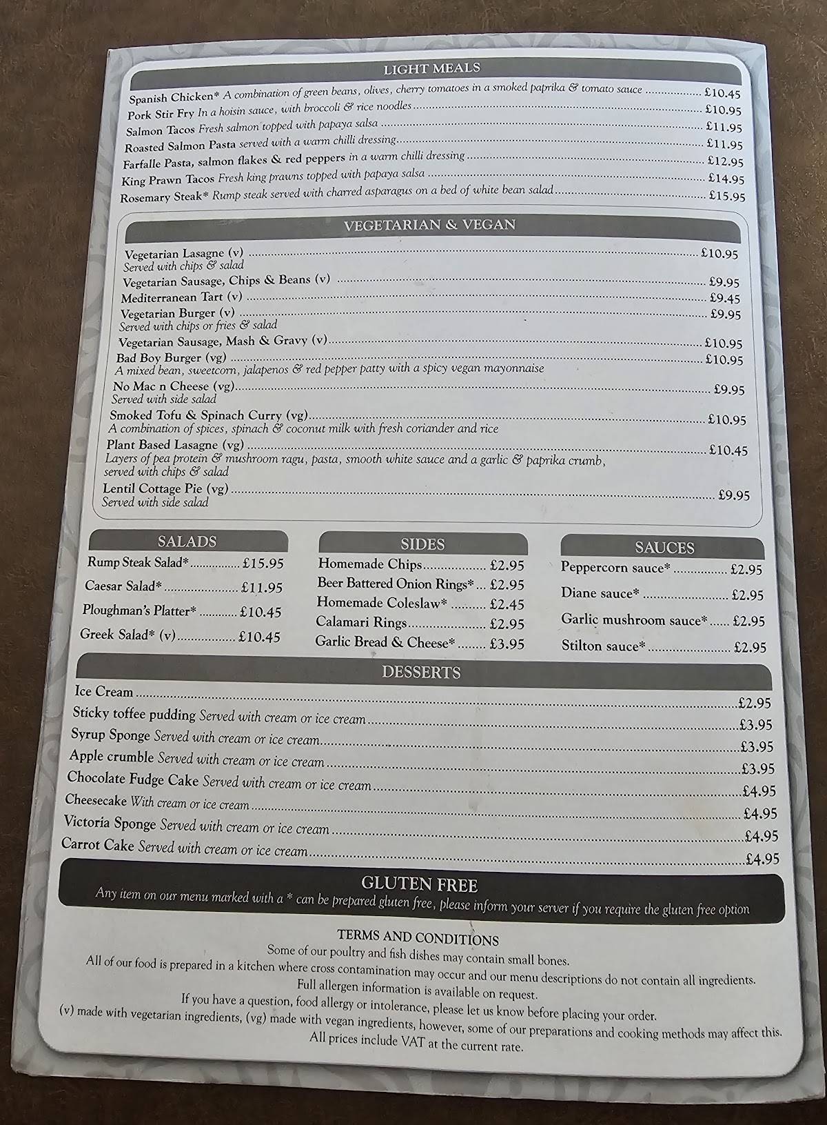 Menu at The Moss Bank pub & bar, St Helens