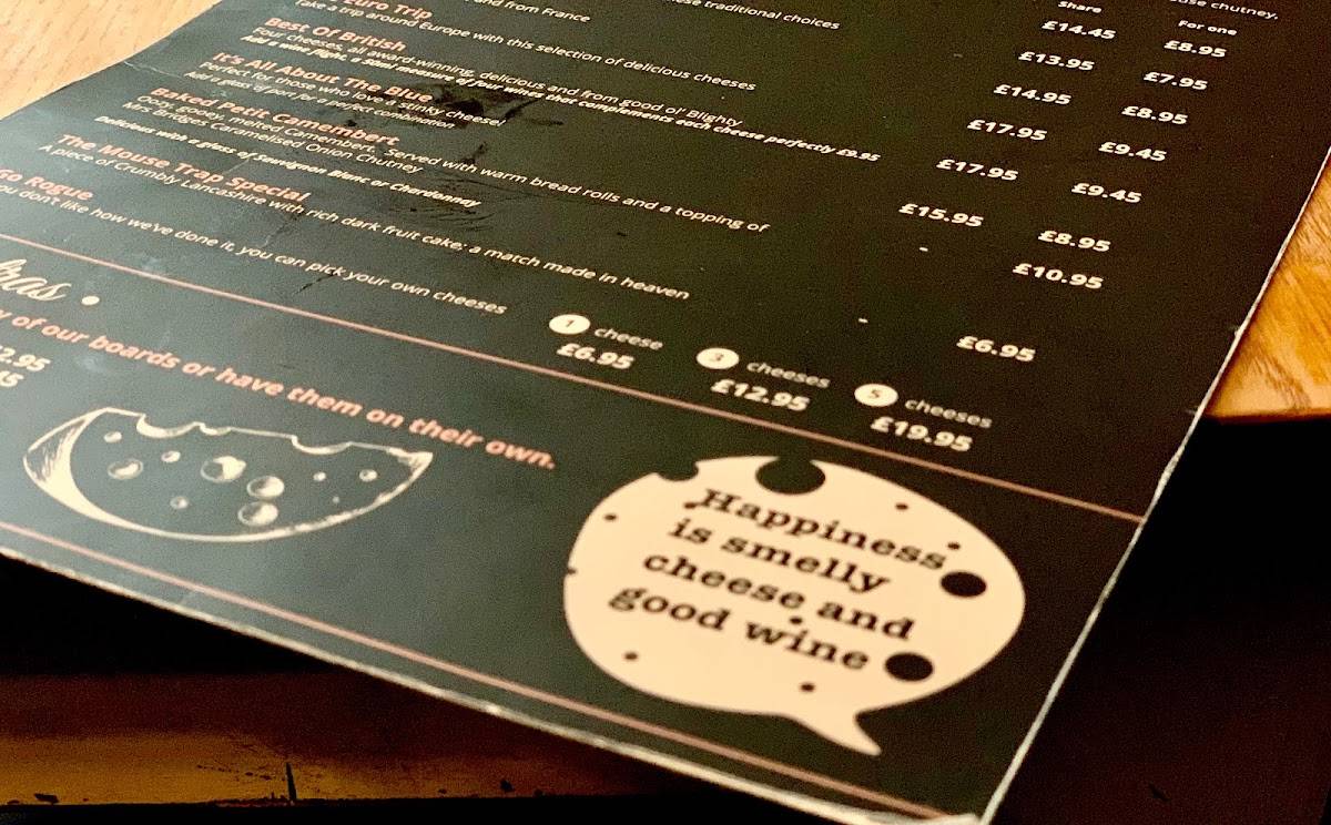 Menu at The Mouse Trap restaurant, Bury