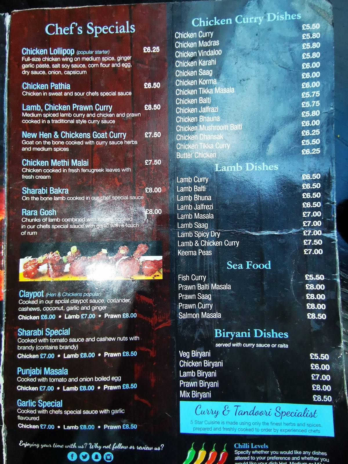 Menu at Hen & Chickens Bar & Grill, West Bromwich