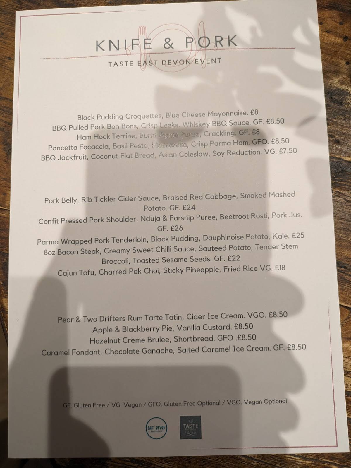 Menu at Villa Verde The Nightjar Inn pub & bar, Aylesbeare