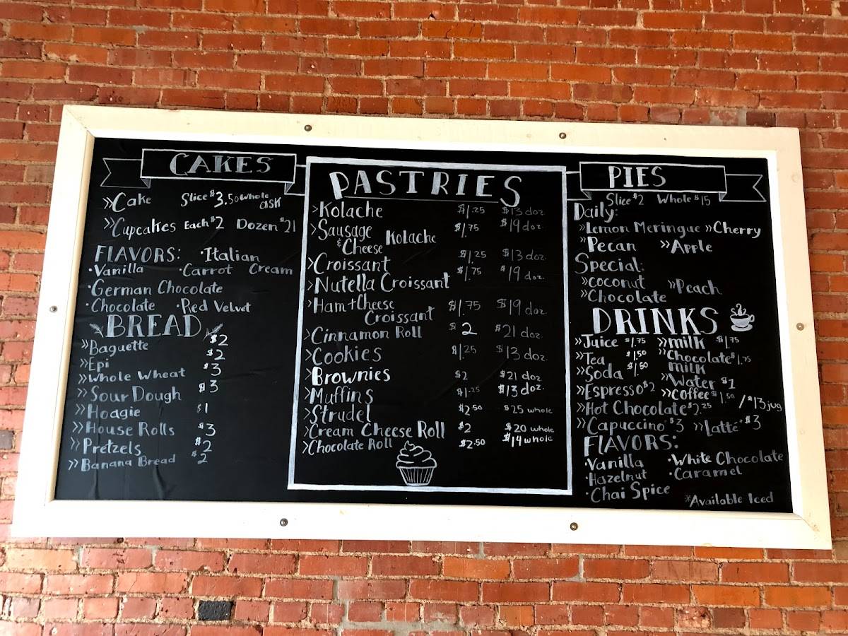 Menu at The Old Main Street Bakery, Rosenberg