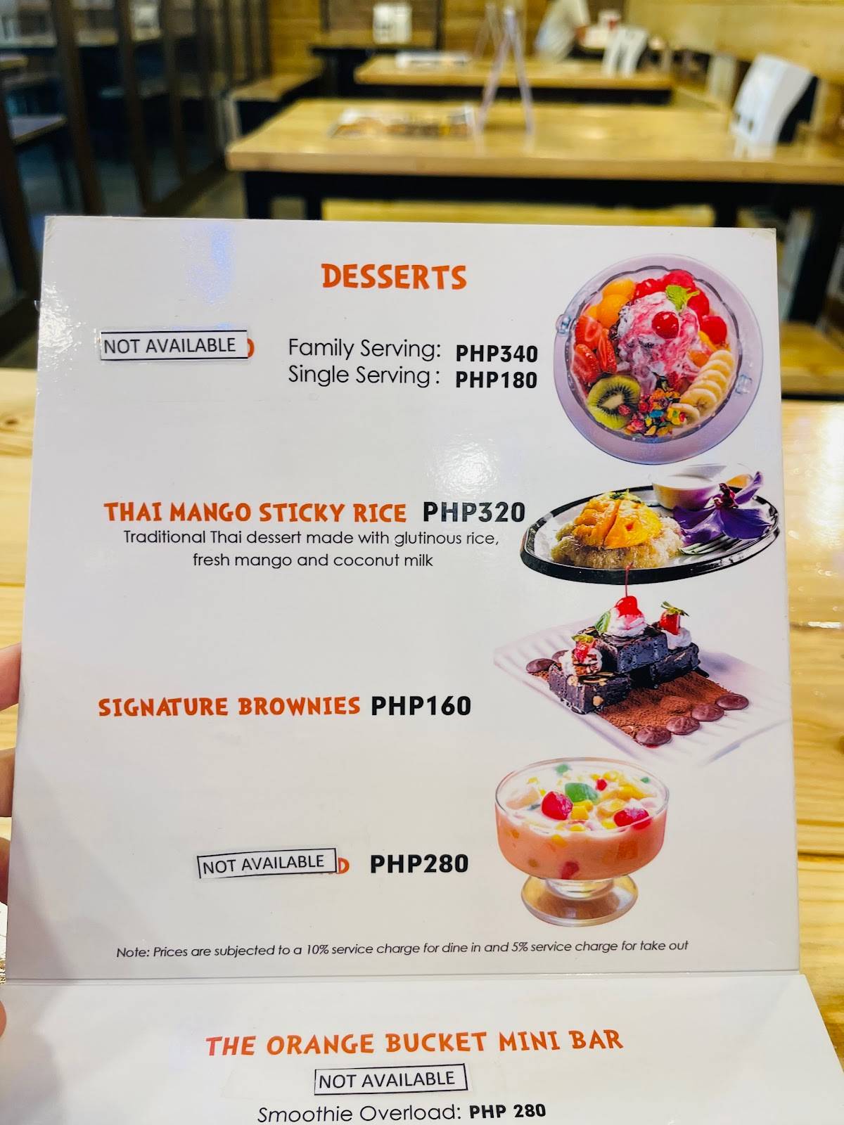 Menu at The Orange Bucket restaurant, Pasay