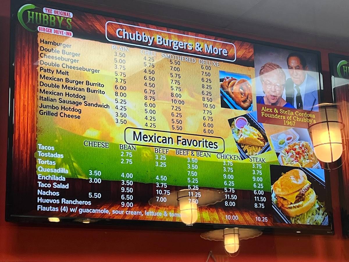 Menu at The Original Chubby's Denver fast food, Denver, W 38th Ave