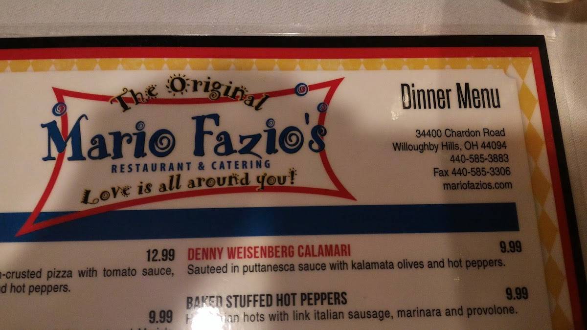 Menu at The Original Mario Fazios restaurant, Willoughby Hills