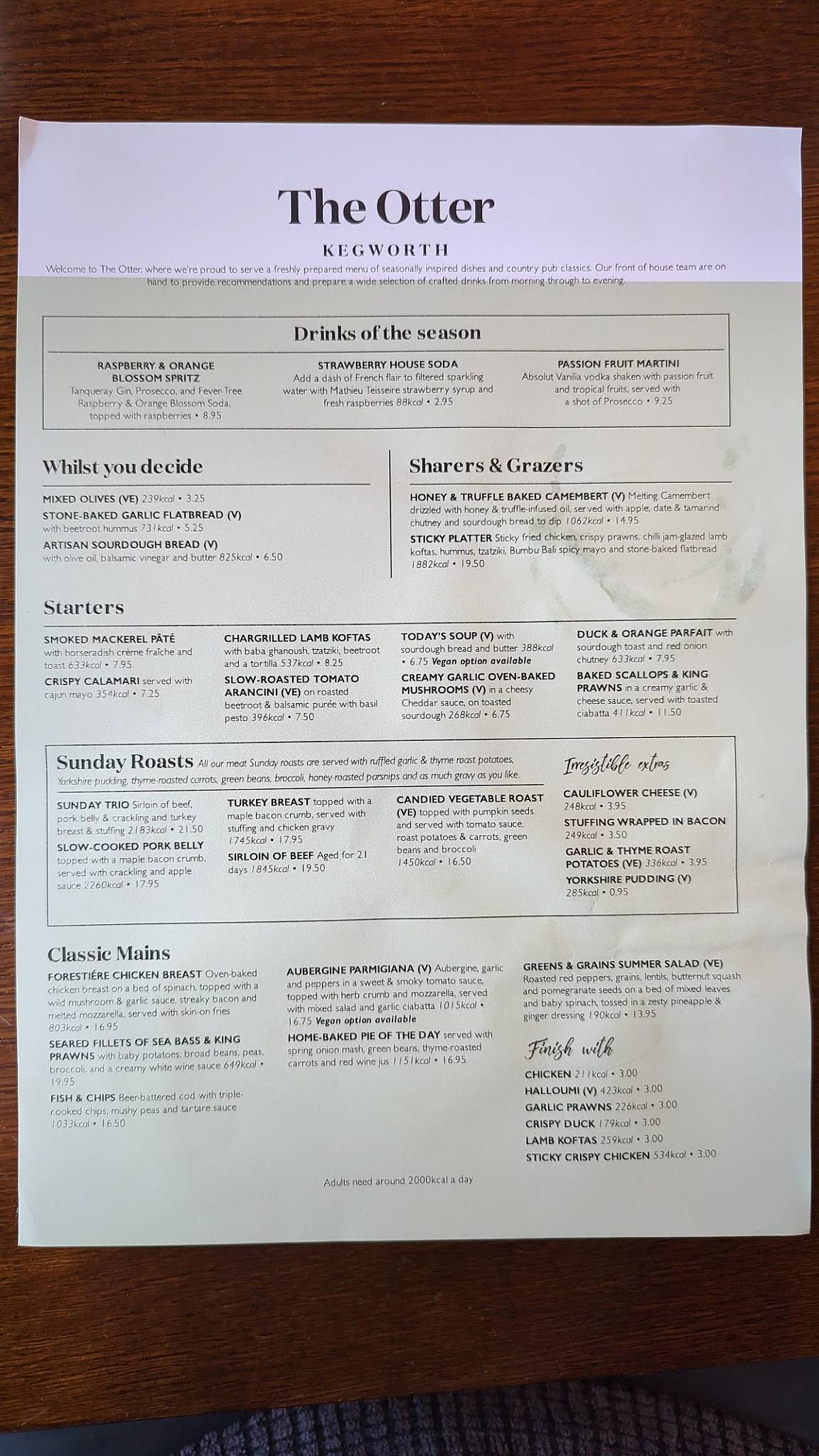 Menu at The Otter pub & bar, Kegworth