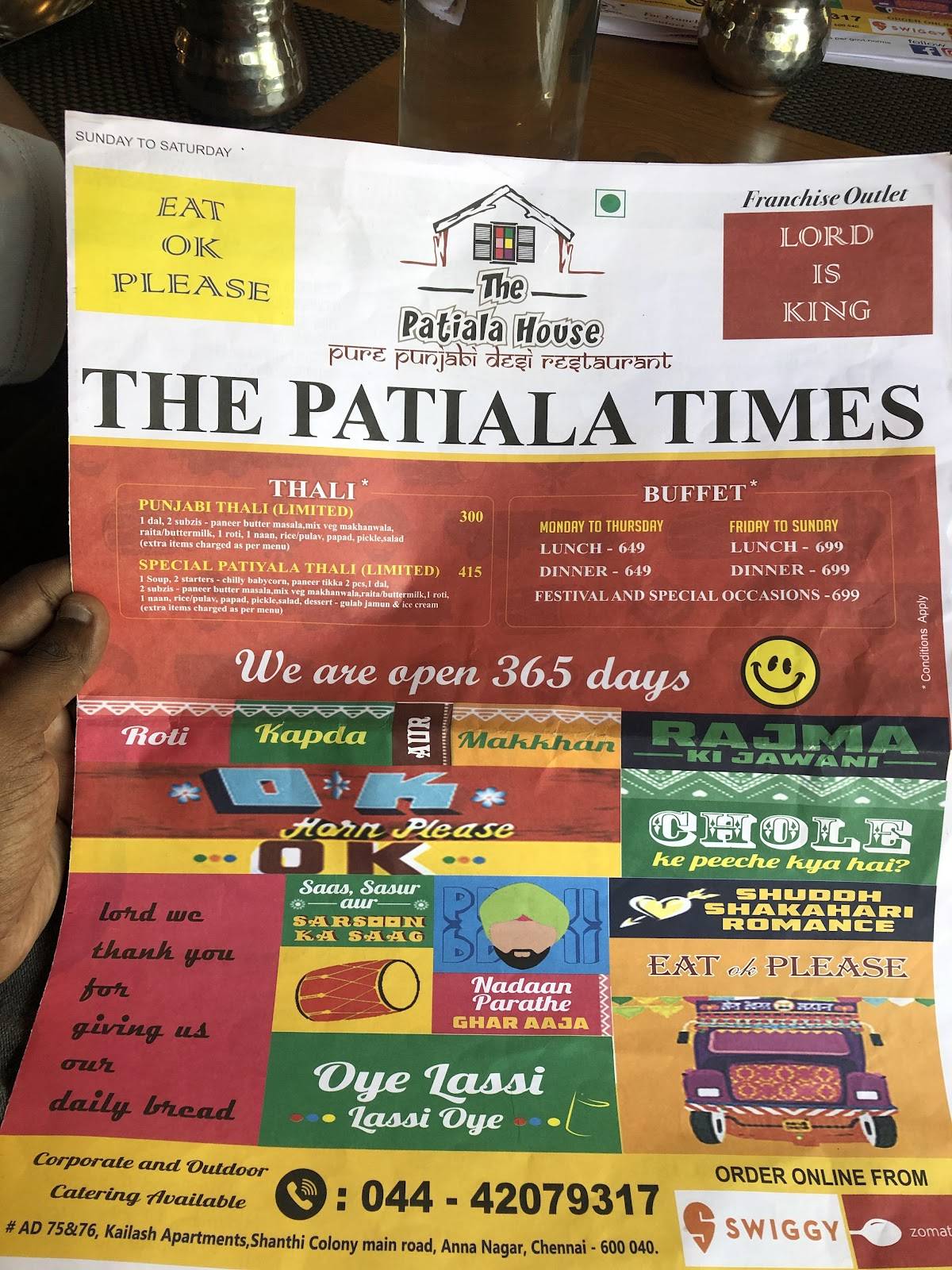 Menu at The Patiala House - Anna Nagar, Chennai, 75