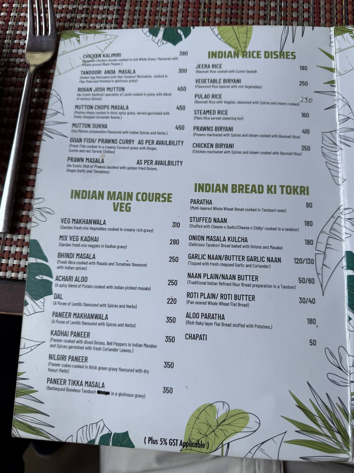 Menu at The Pier - Seaside Bistro, Mormugao