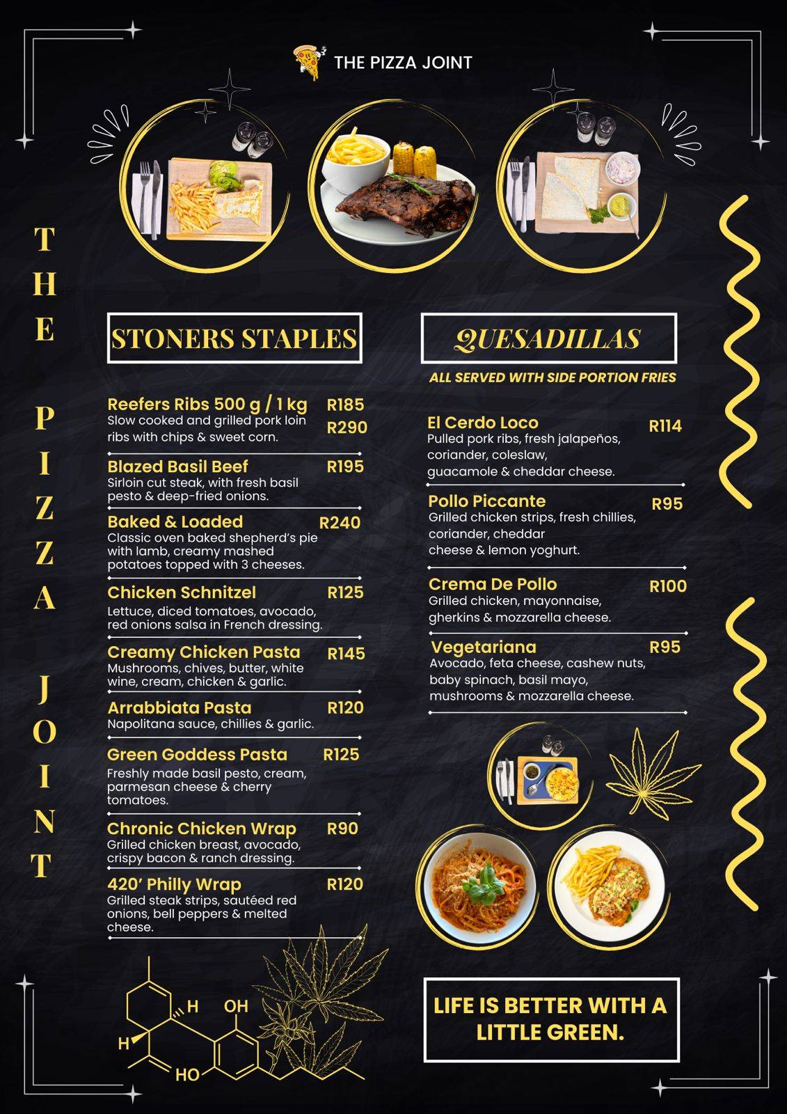 Menu at The Pizza Joint restaurant, Cape Town