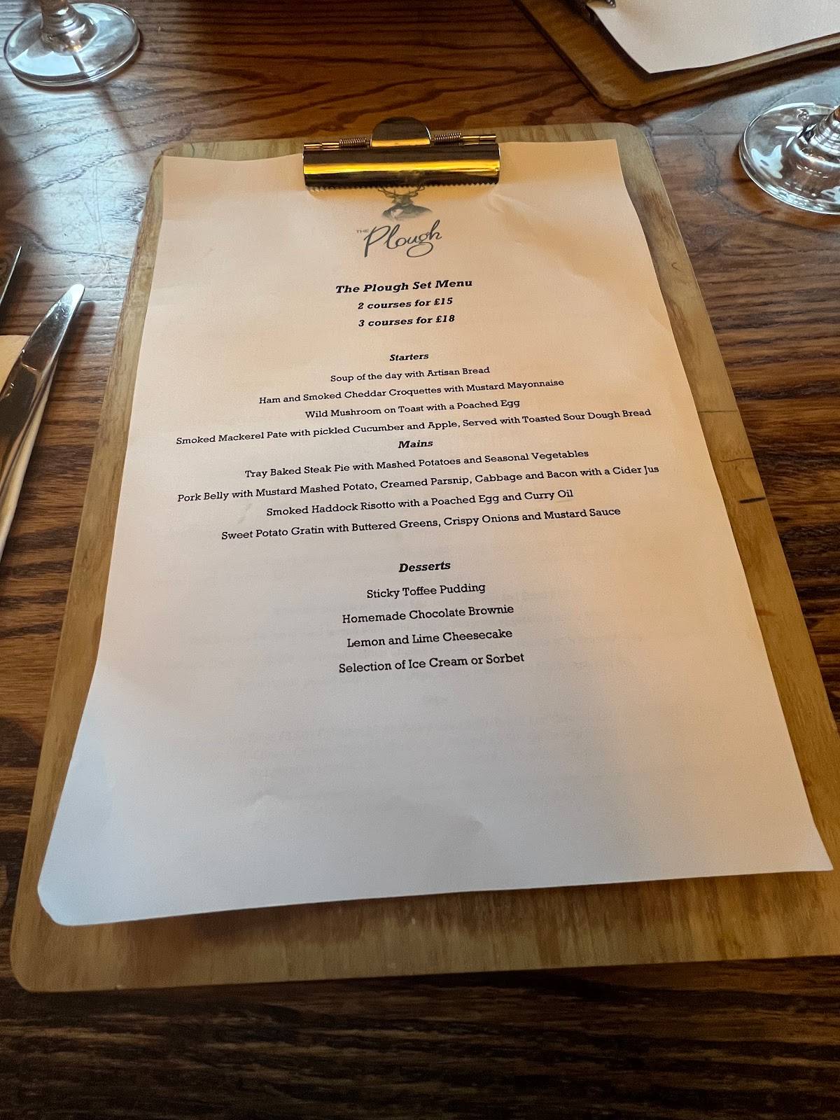 Menu at The Plough pub & bar, Alnwick