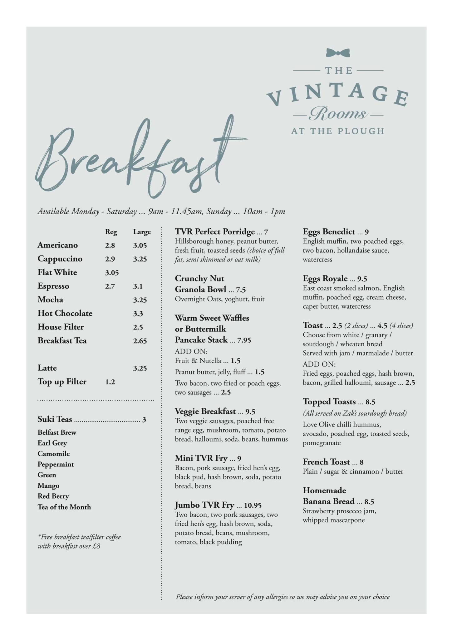 Menu at The Plough Inn pub & bar, Hillsborough