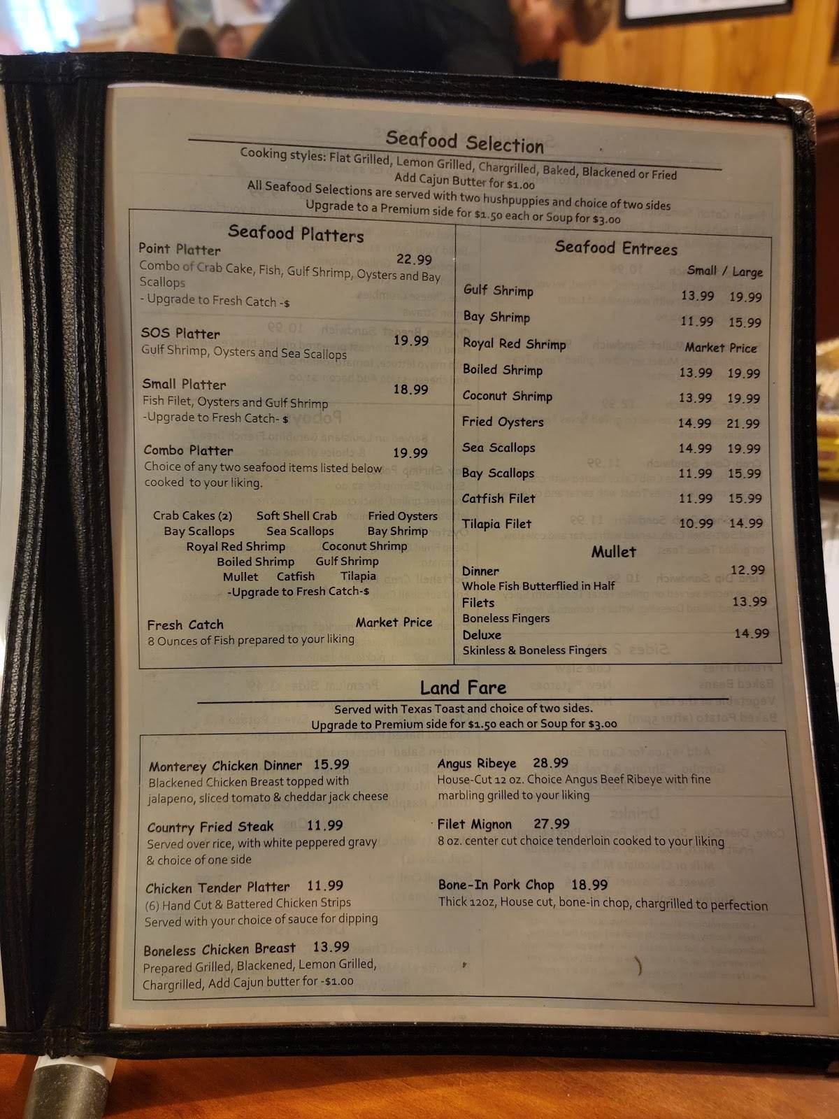 Menu at The Point Restaurant, Perdido Key