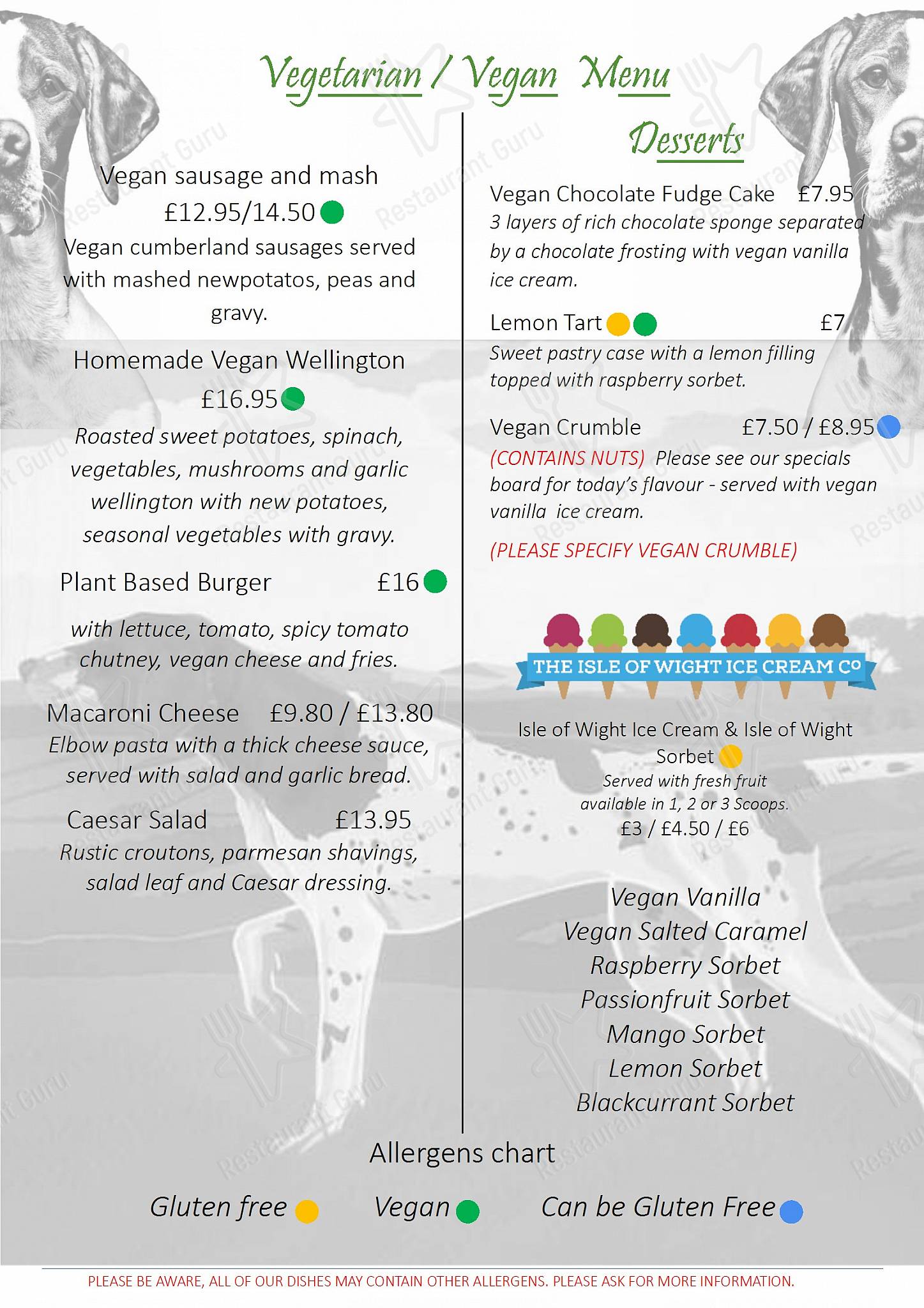 Menu at The Pointer Inn pub & bar, Sandown, High St