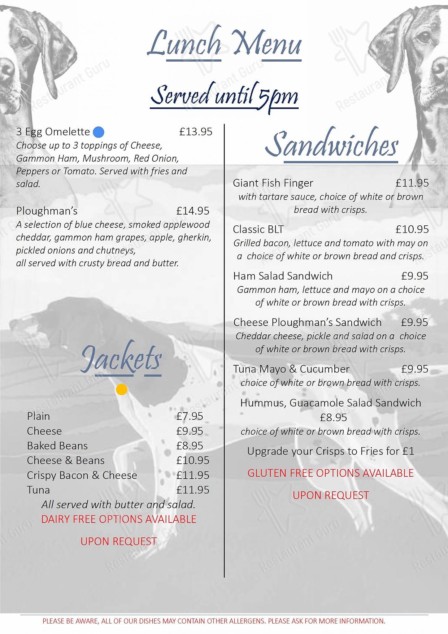 Menu at The Pointer Inn pub & bar, Sandown, High St