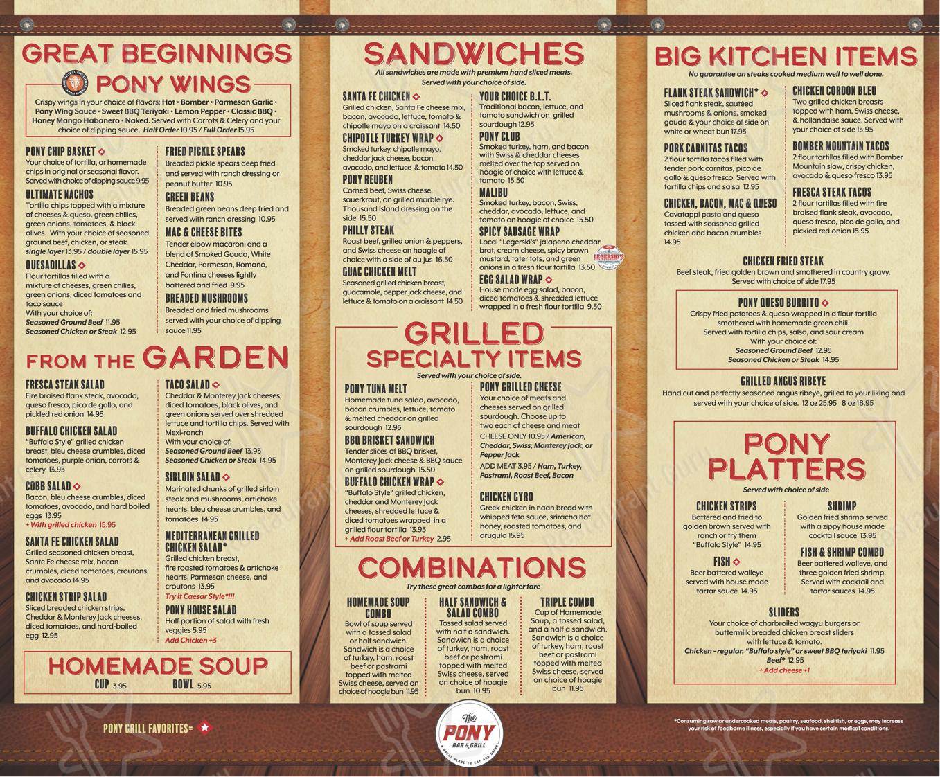 Menu at The Pony Grill & Bar, Sheridan