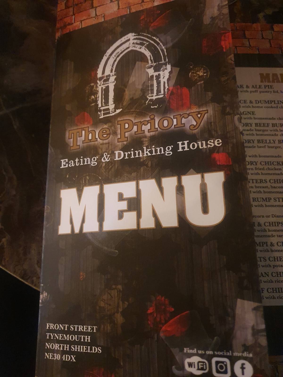 Menu at The Priory pub & bar, Tynemouth, Front St