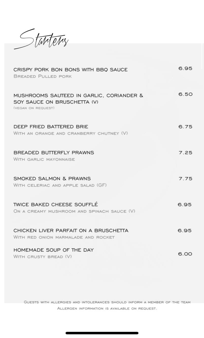 Menu at The Pyewipe Inn pub & bar, Lincoln