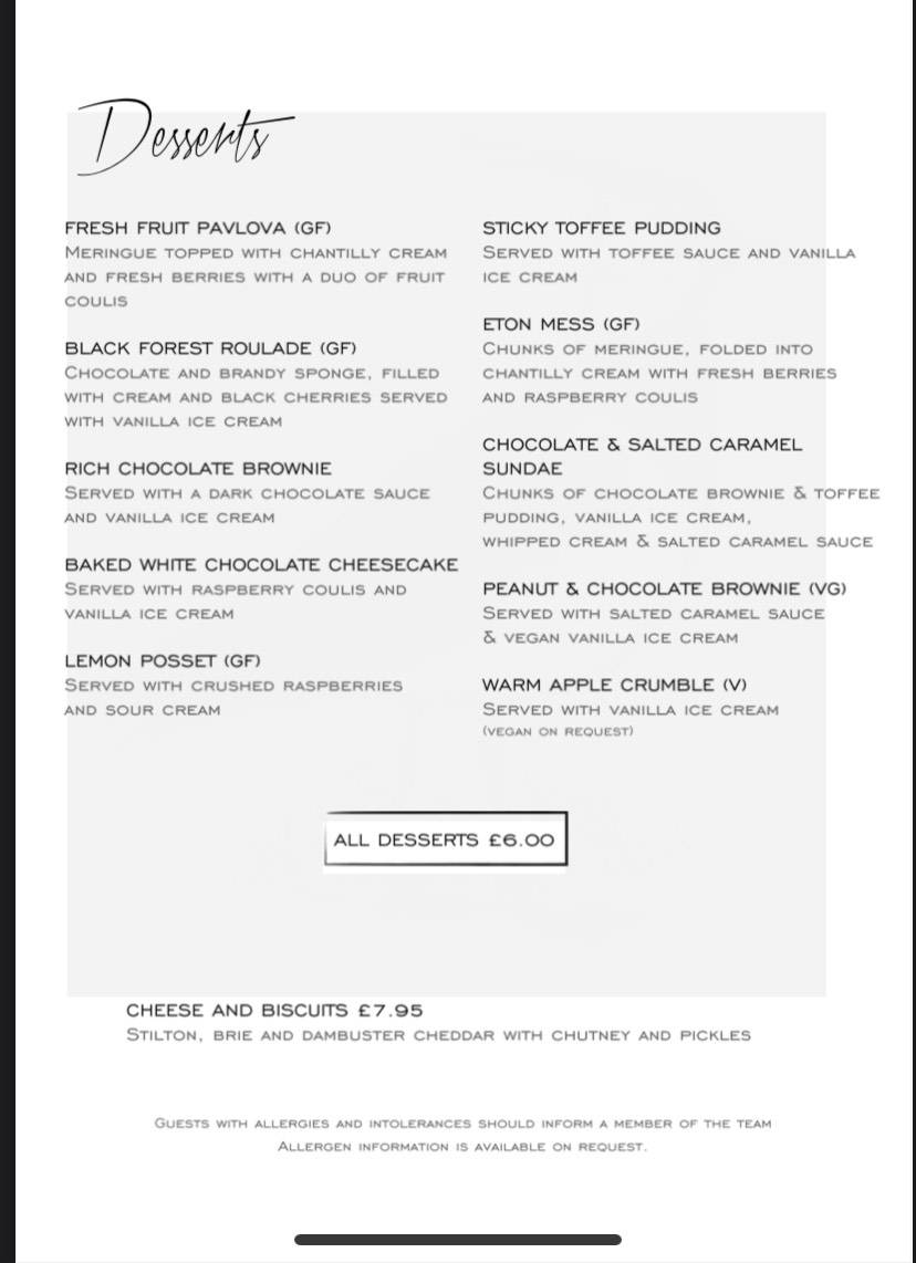 Menu at The Pyewipe Inn pub & bar, Lincoln