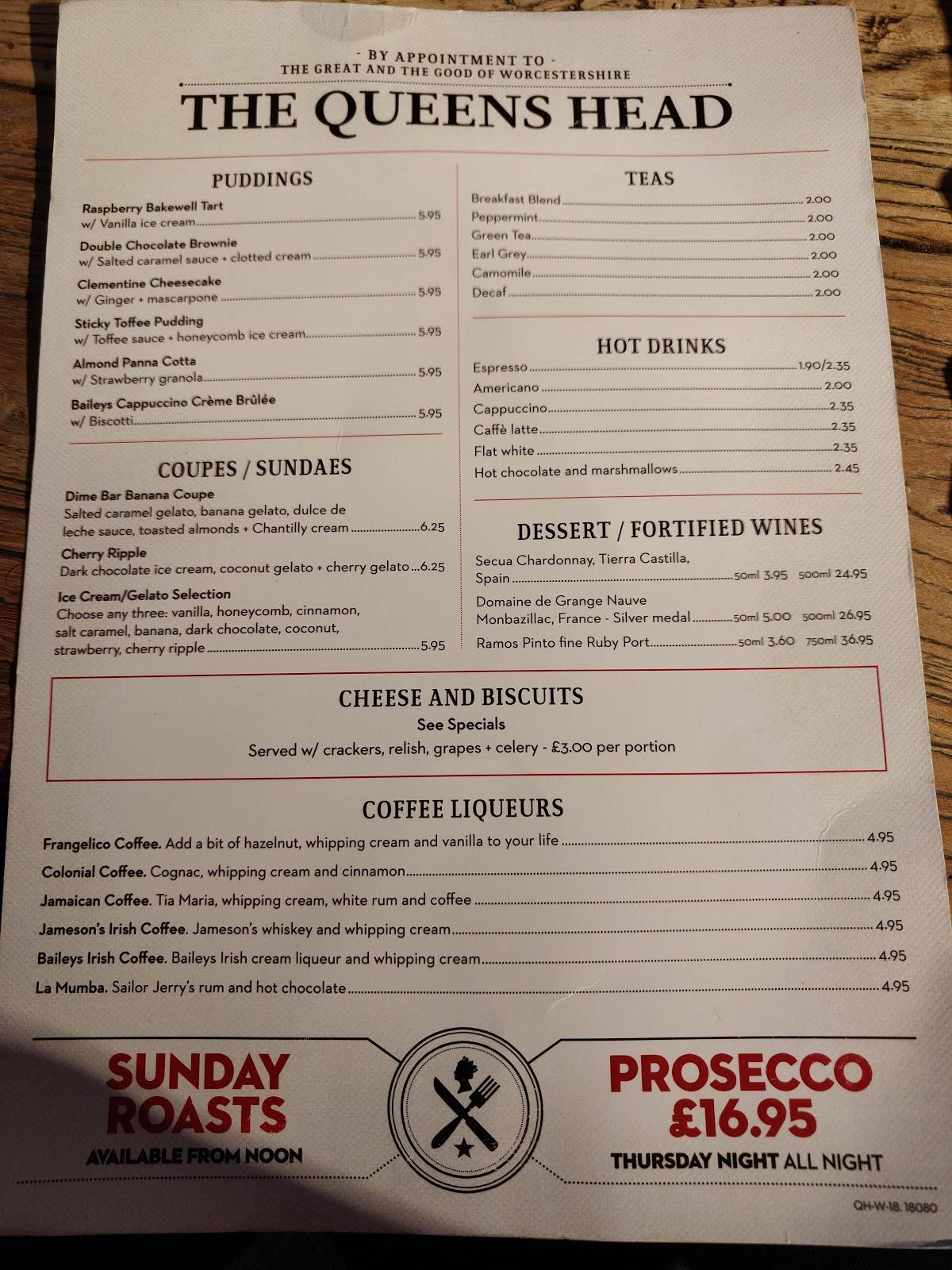 Menu at The Queens Head pub & bar, Bromsgrove, Sugarbrook Ln