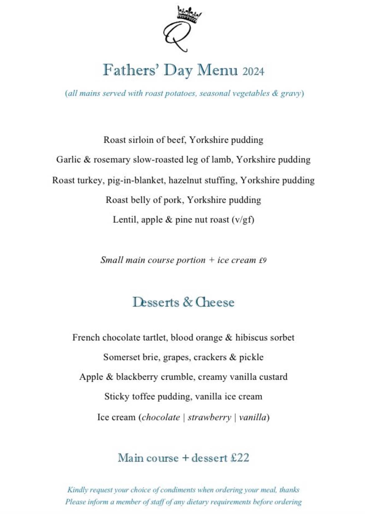 Menu at The Queens Head Hanham pub & bar, Bristol, 29 Lower Hanham Rd