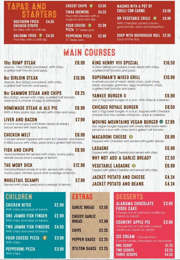 Menu at The Ragley Boat Stop pub & bar, Derby