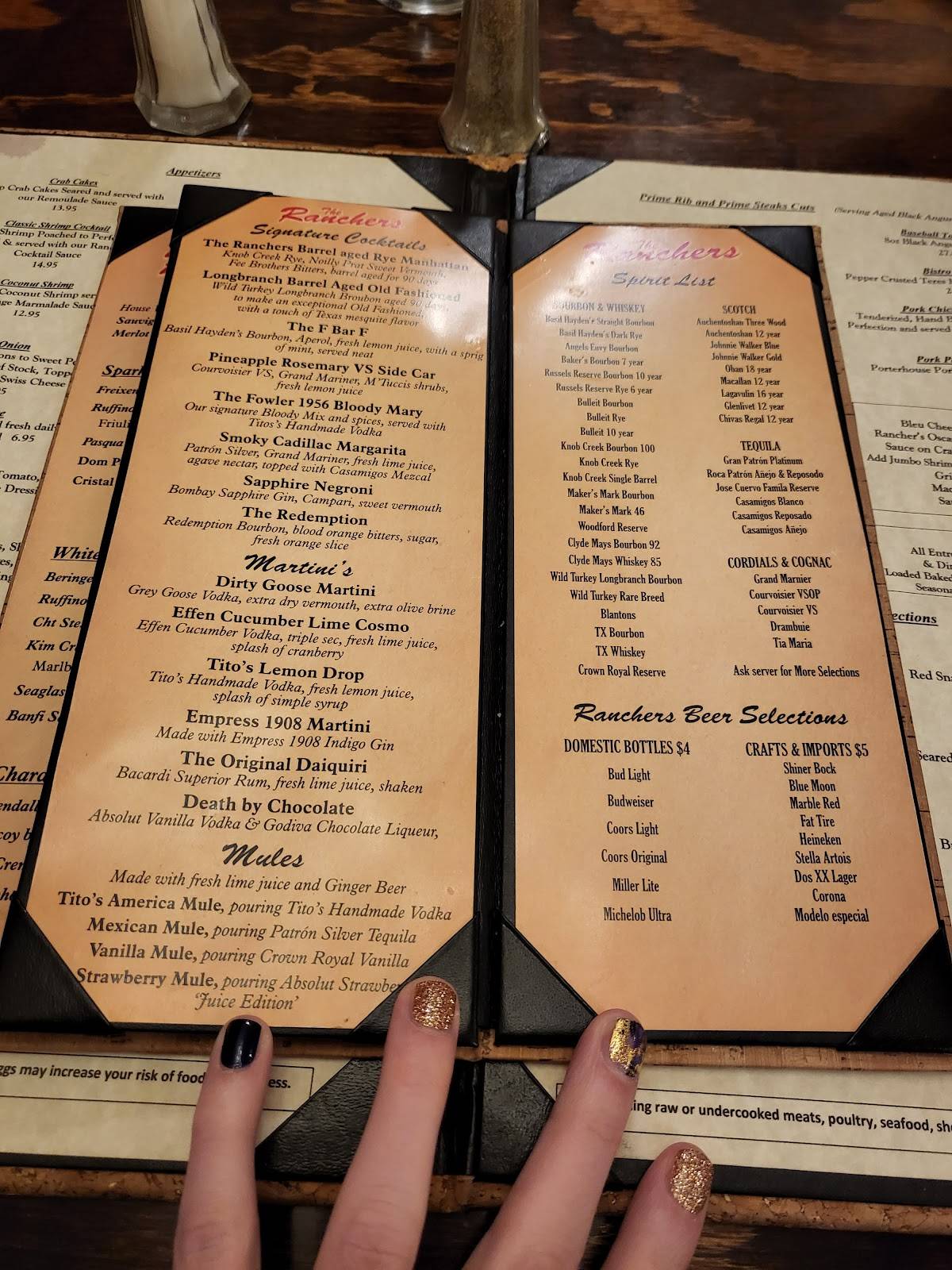 Menu at The Ranchers Steak and Seafood Restaraunt steakhouse, Ruidoso
