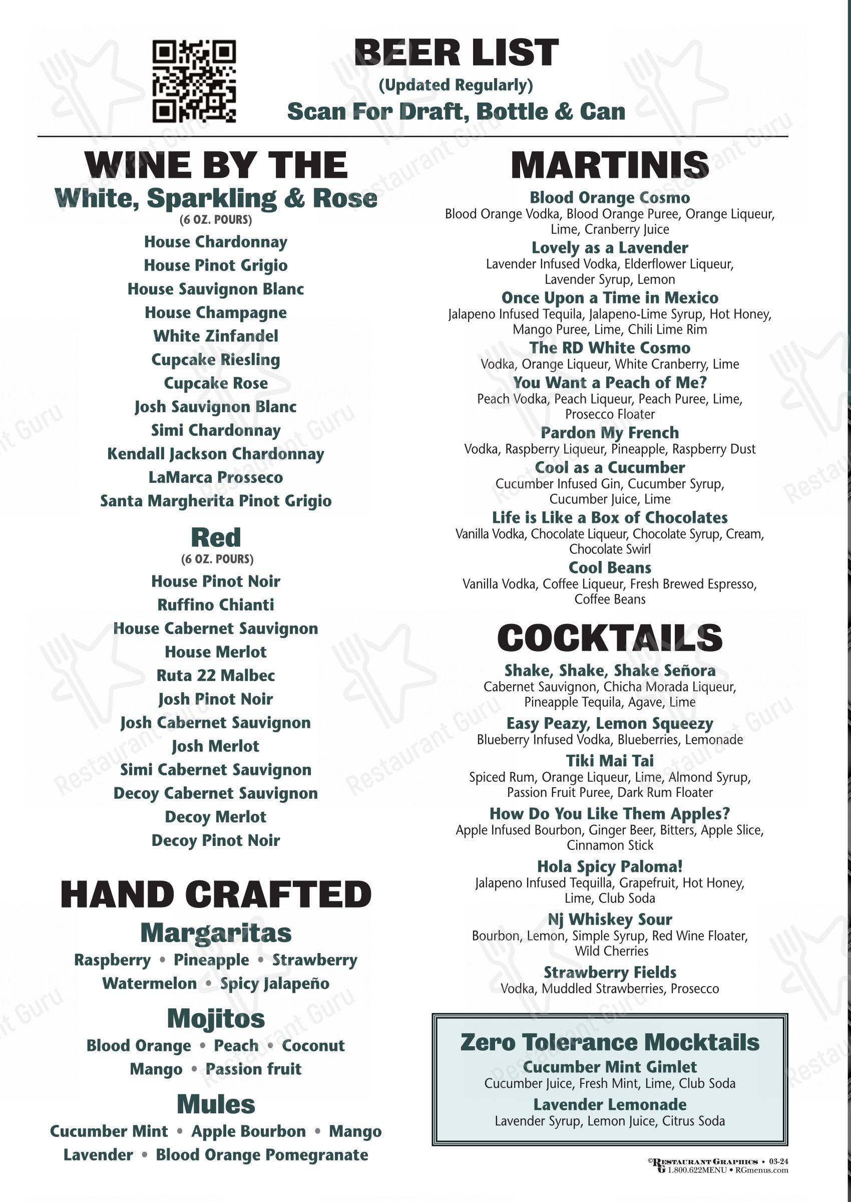 Menu at The Randolph Diner Bar & Grill, Randolph, 517 NJ-10