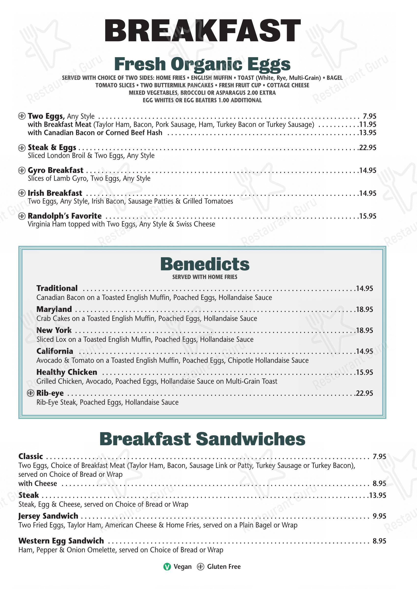 Menu at The Randolph Diner Bar & Grill, Randolph, 517 NJ-10