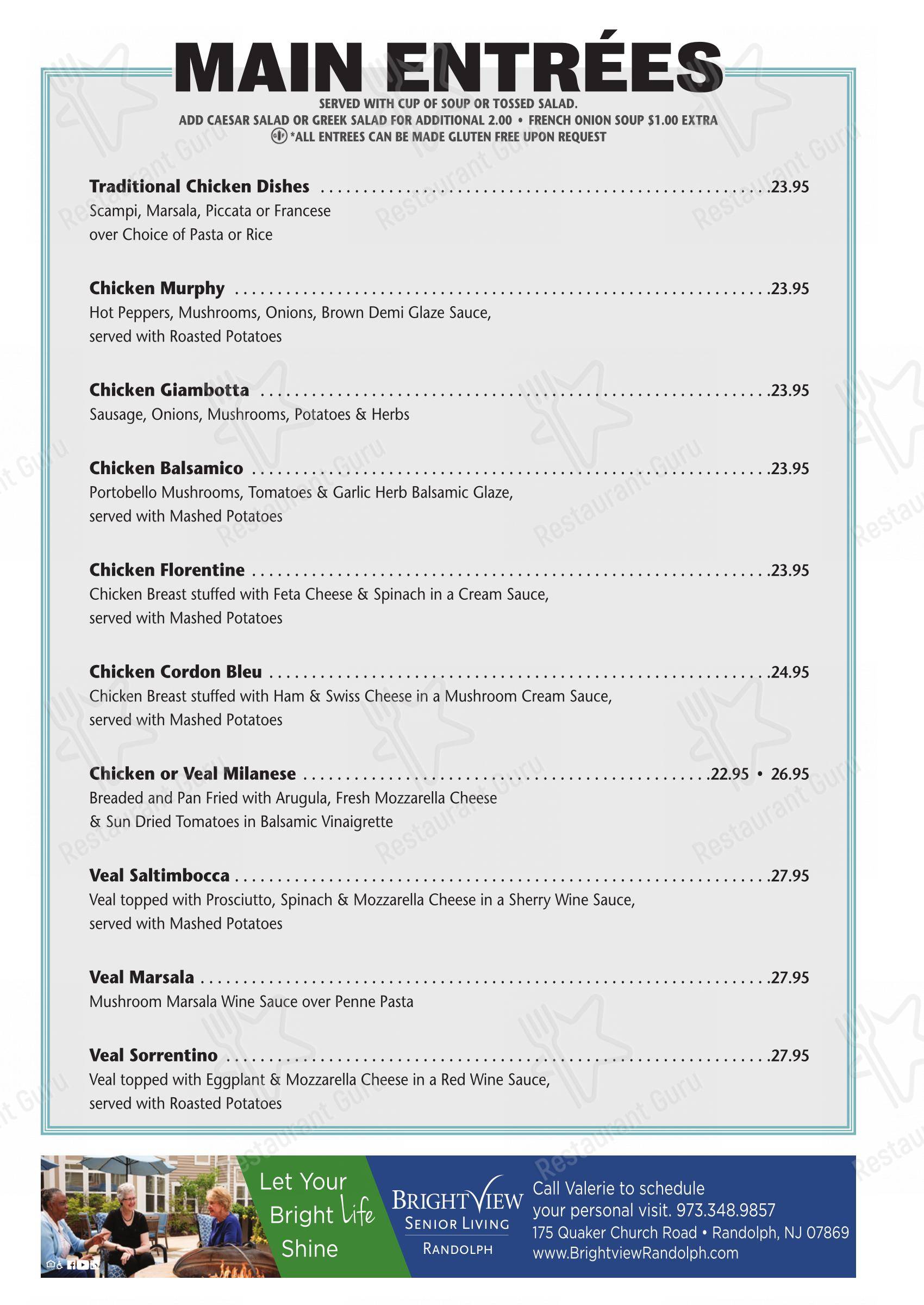 Menu at The Randolph Diner Bar & Grill, Randolph, 517 NJ-10