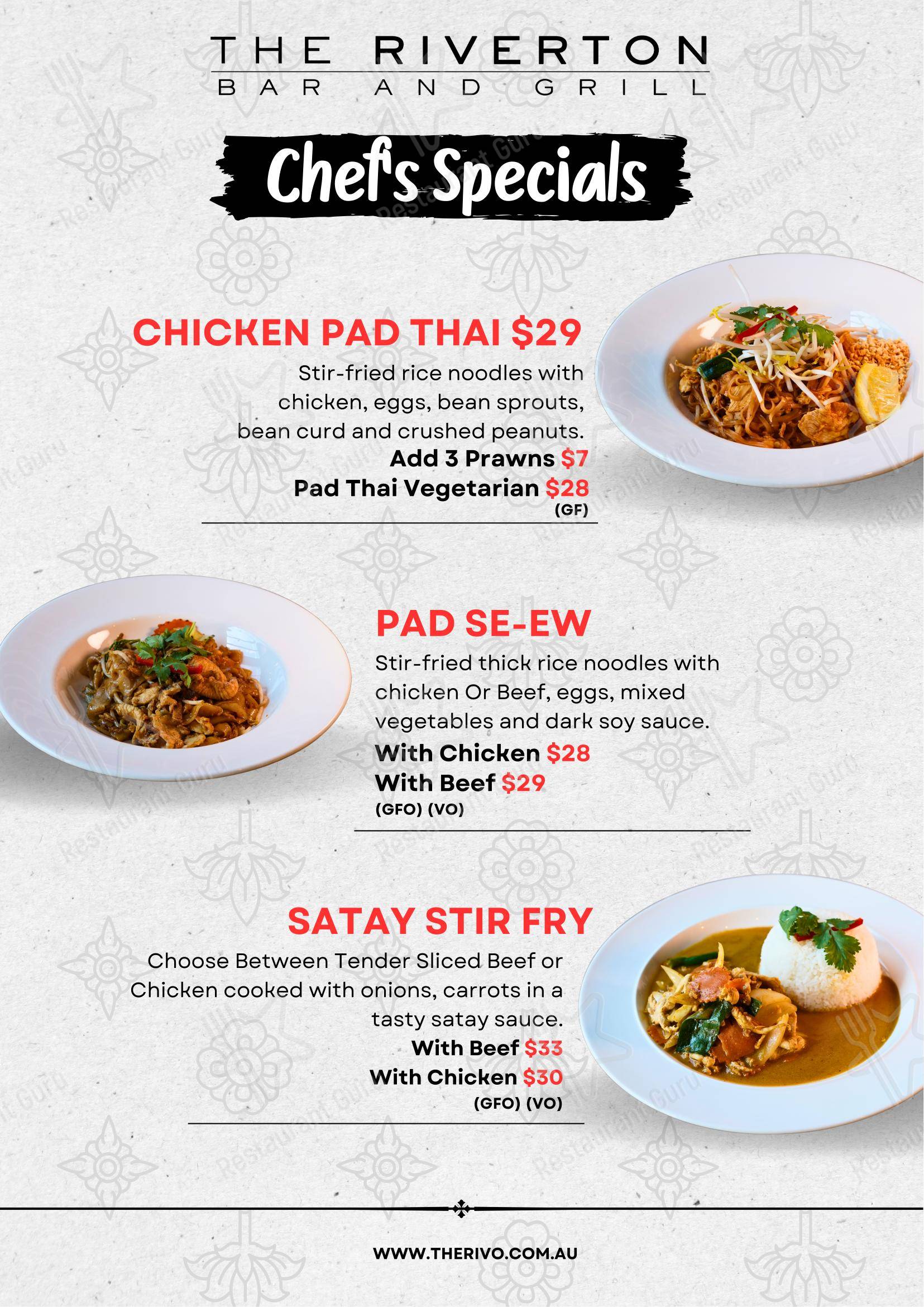 Menu at The Riverton Bar and Grill, Parkwood