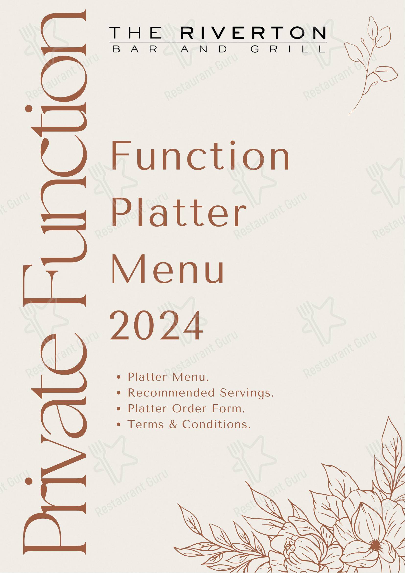 Menu at The Riverton Bar and Grill, Parkwood