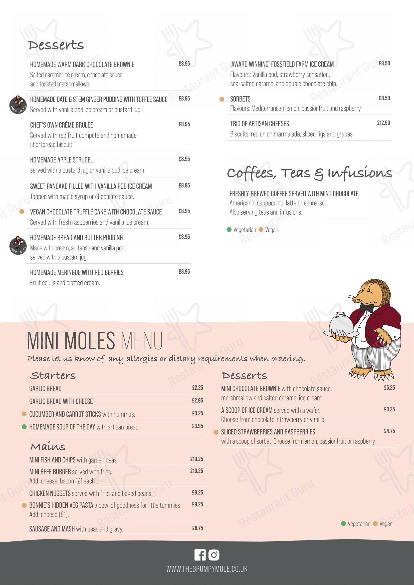 Menu at The Royal Oak The Grumpy Mole Oxted pub & bar, Oxted