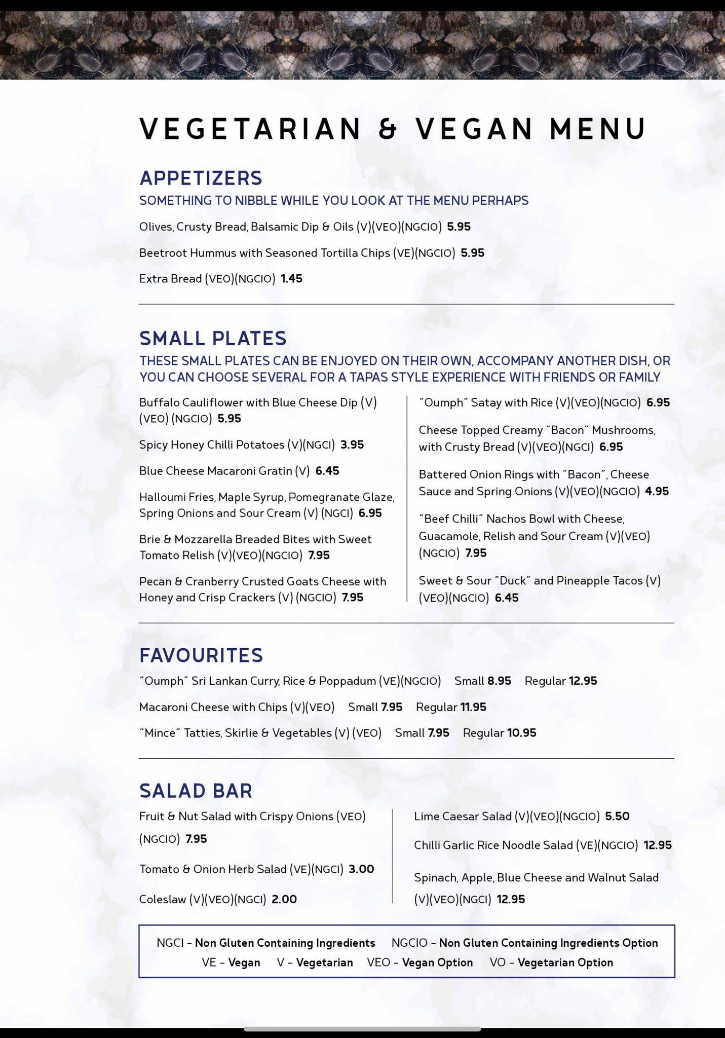 Menu at The Rustic Grill restaurant, Turriff