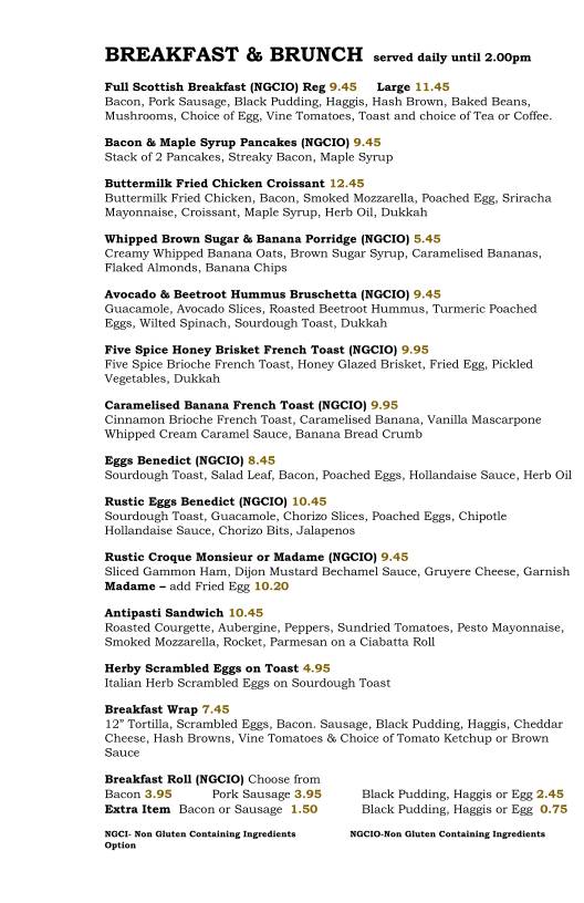 Menu at The Rustic Grill restaurant, Turriff