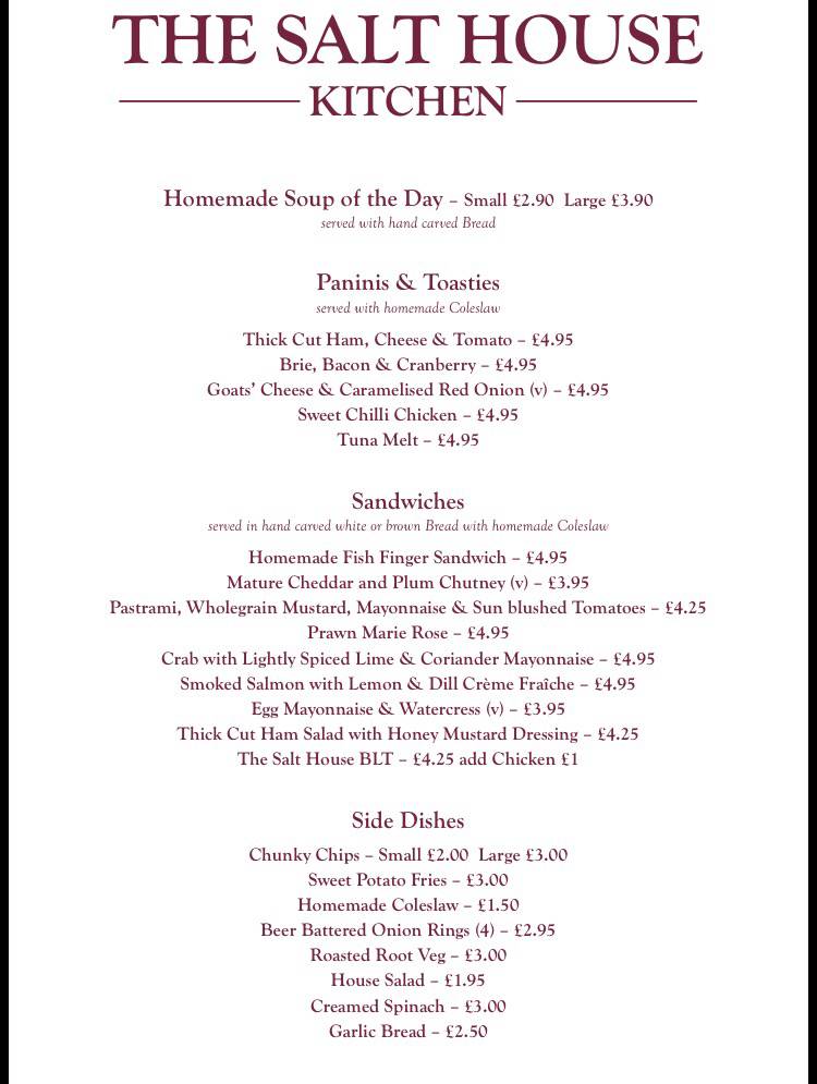 Menu at The Salt House Kitchen pub & bar, Sunderland