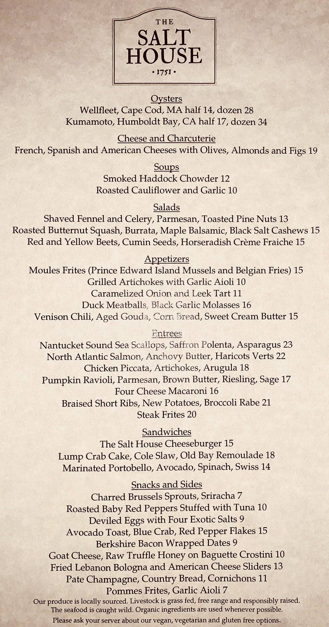 Menu at The Salt House pub & bar, New Hope