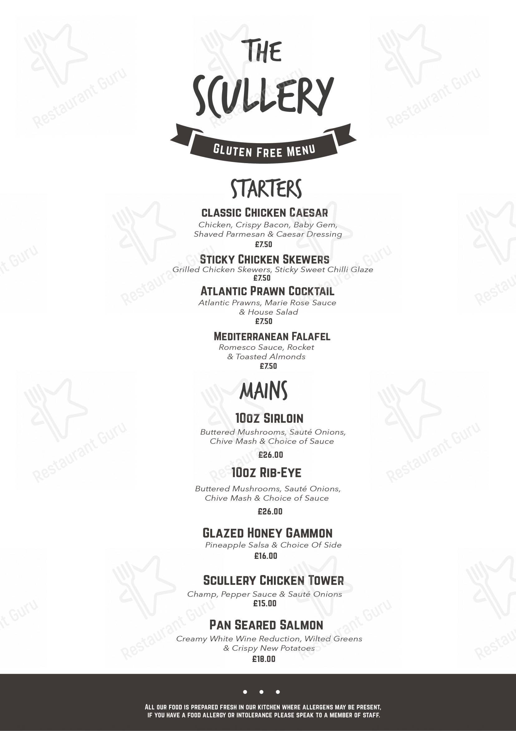 Menu at The Scullery restaurant, Richhill, 183 Portadown Rd