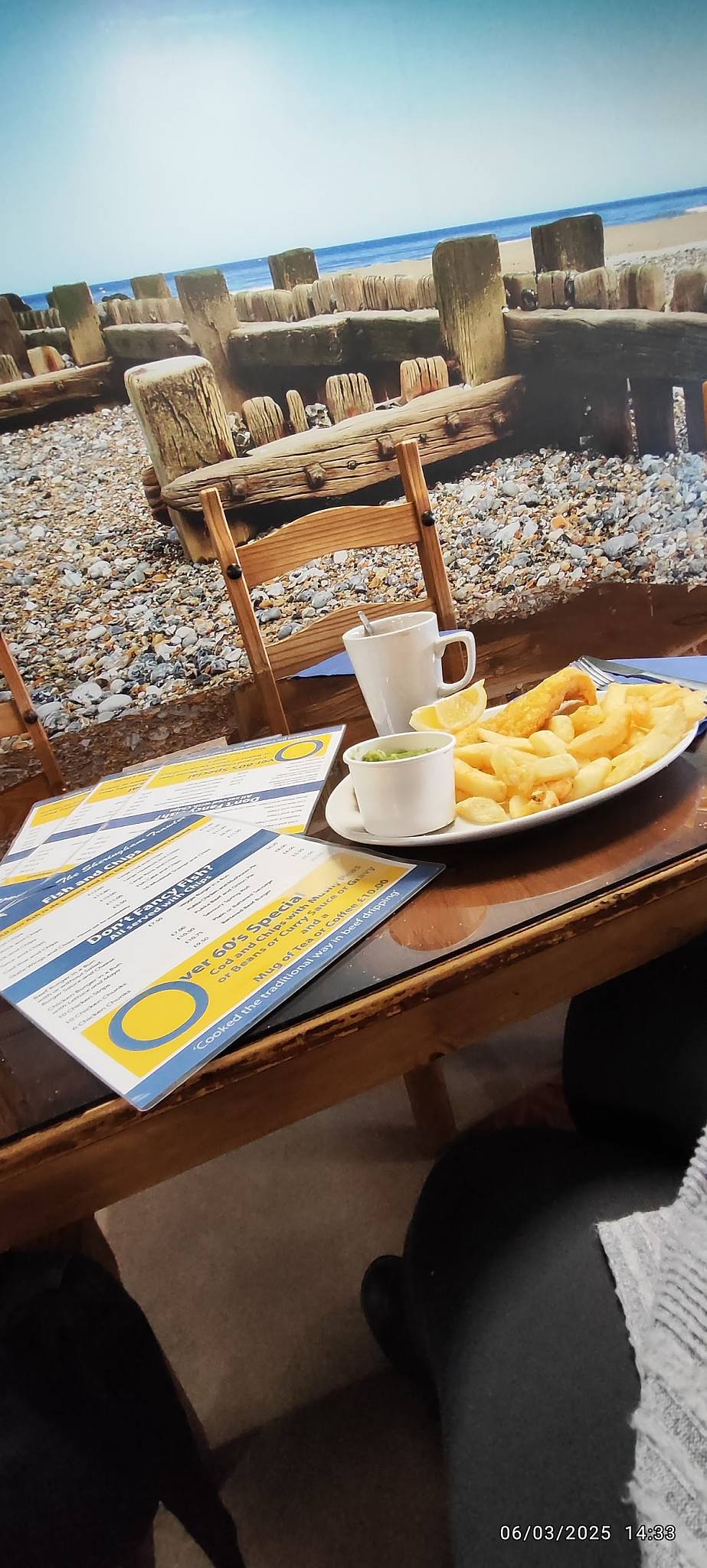 Menu at The Sheringham Trawler restaurant, Sheringham