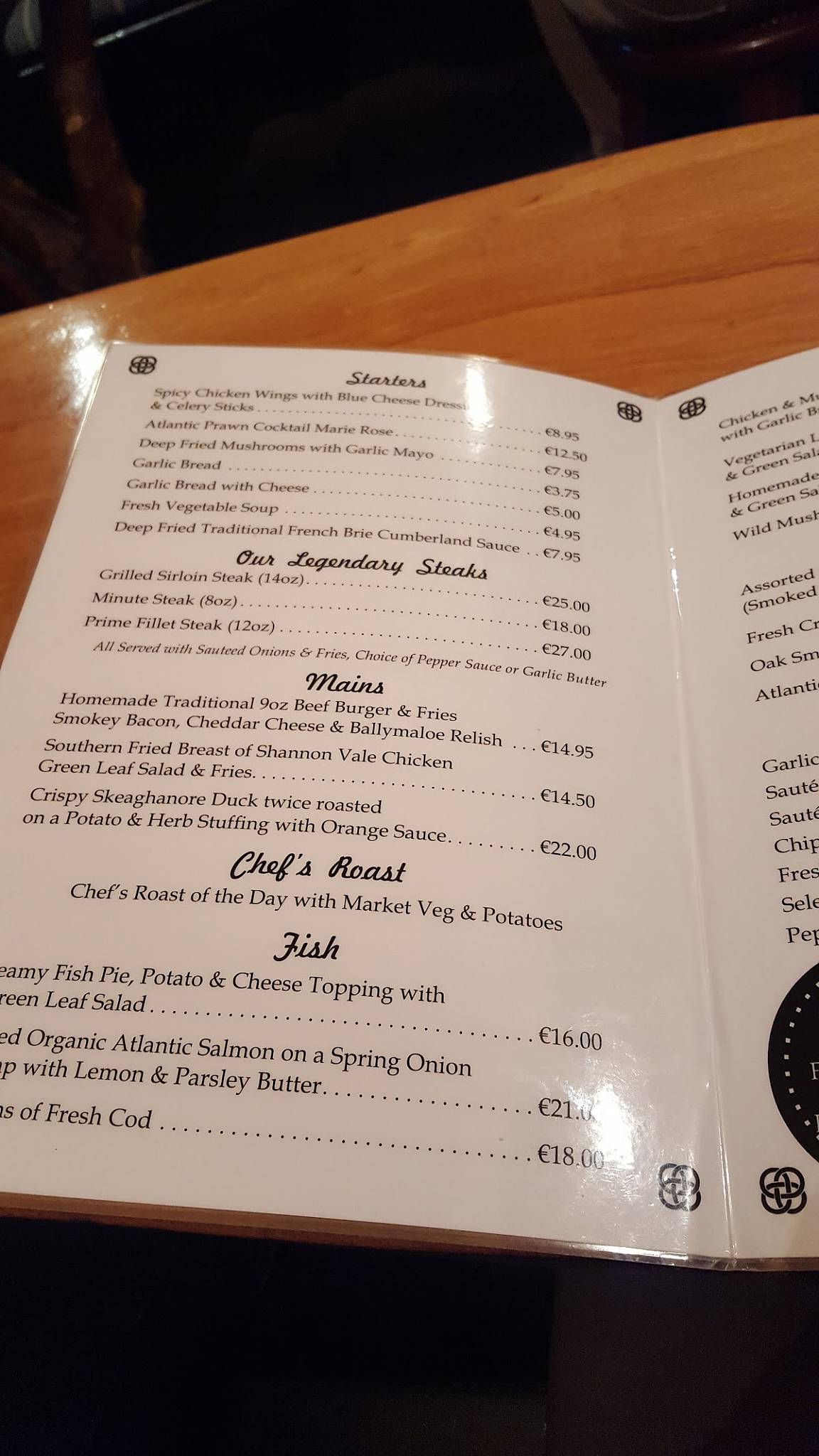 Menu at The Snug pub & bar, Bantry, The Quay