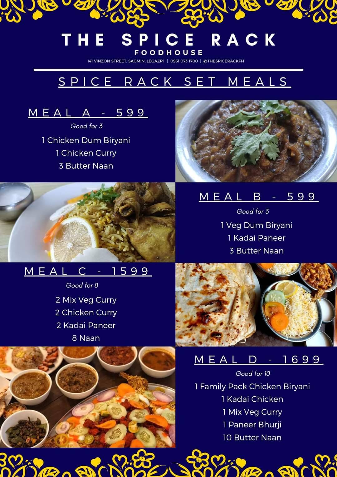 Menu at The Spice Rack Food House restaurant, Legazpi City