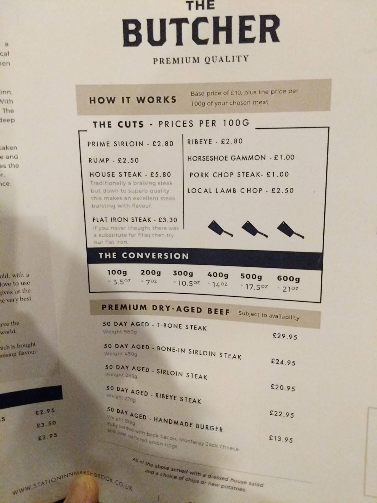 Menu at The Station Inn pub & bar, Church Stretton