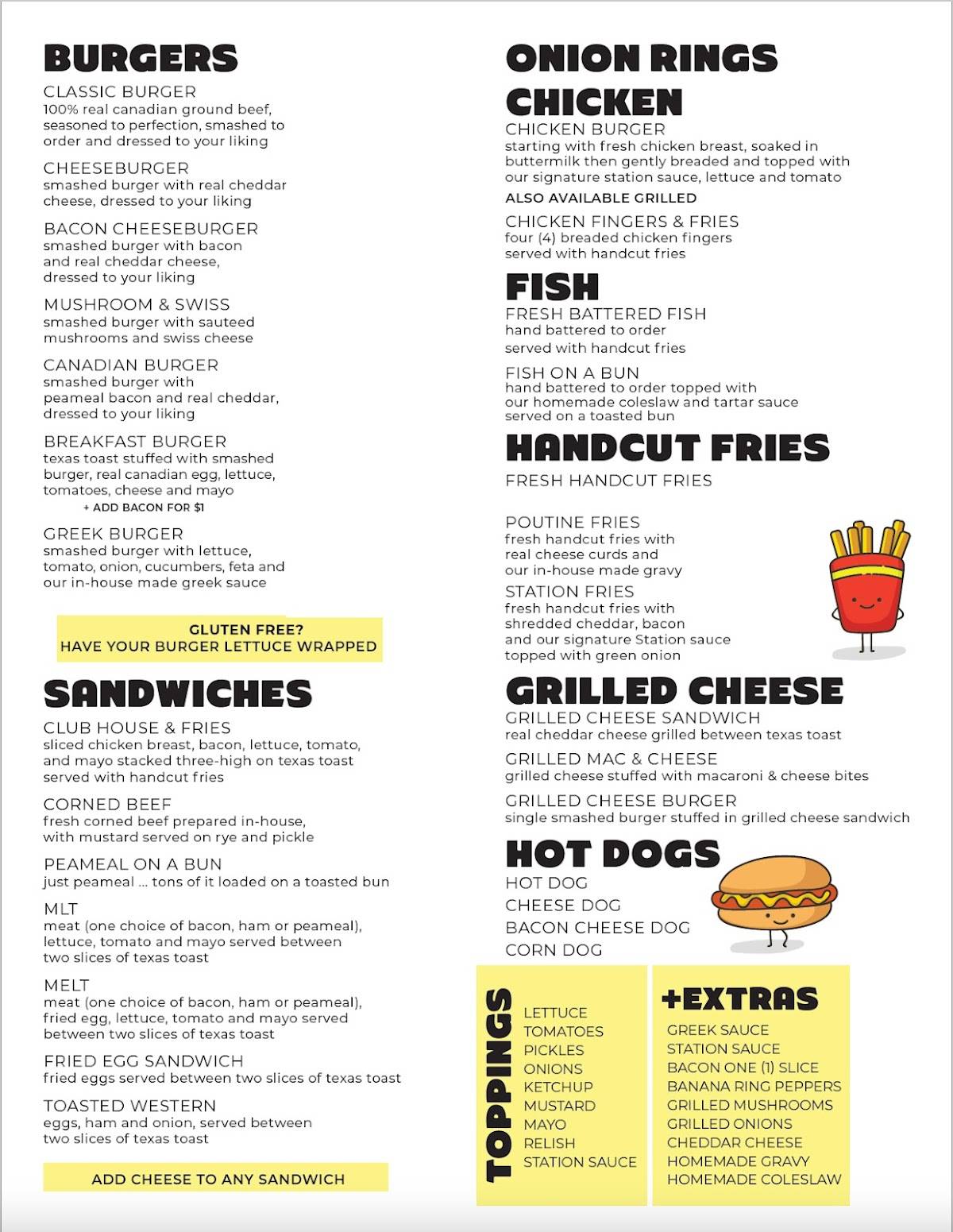 Menu at The Station restaurant, Goderich