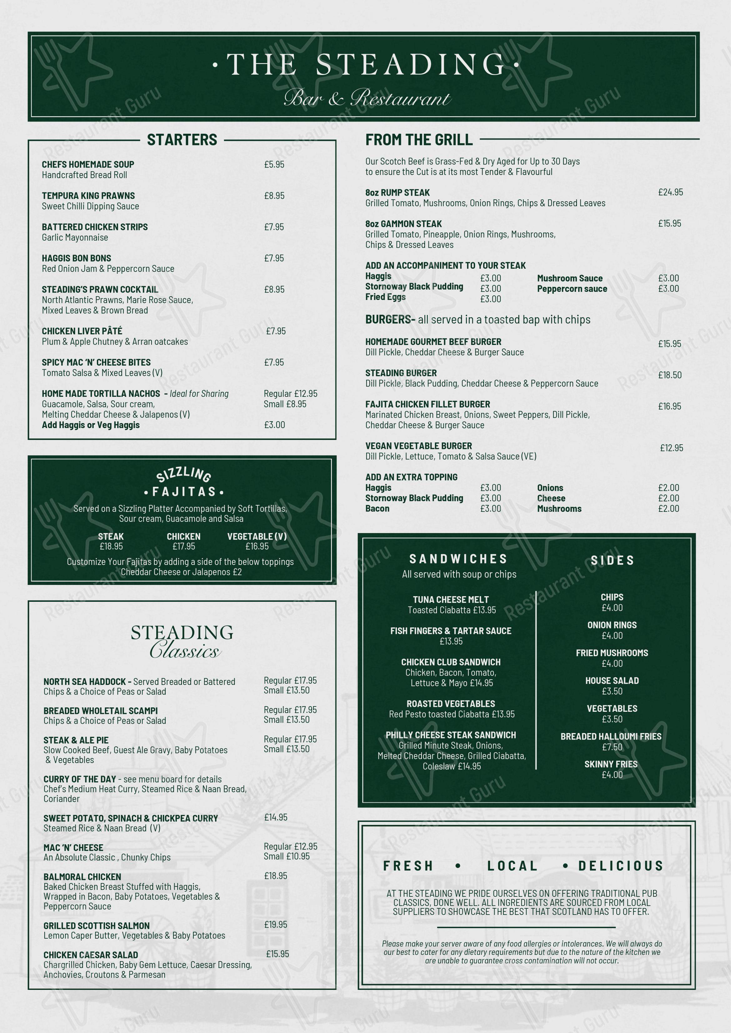 Menu at The Steading pub & bar, Edinburgh, 118-120 Biggar Rd Menu at The Steading pub & bar, Edinburgh, 118-120 Biggar Rd