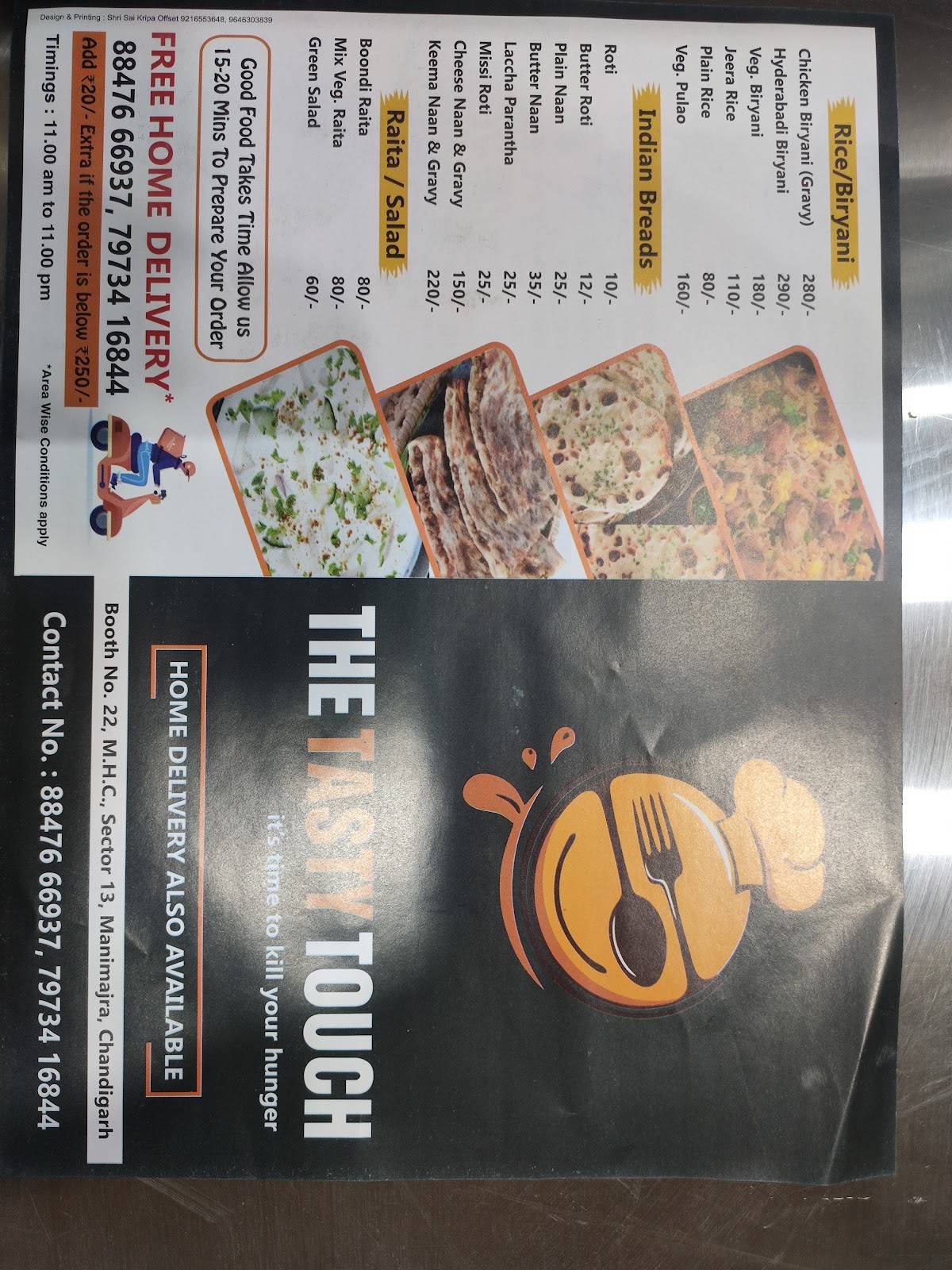 Menu at The Tasty Touch, Chandigarh