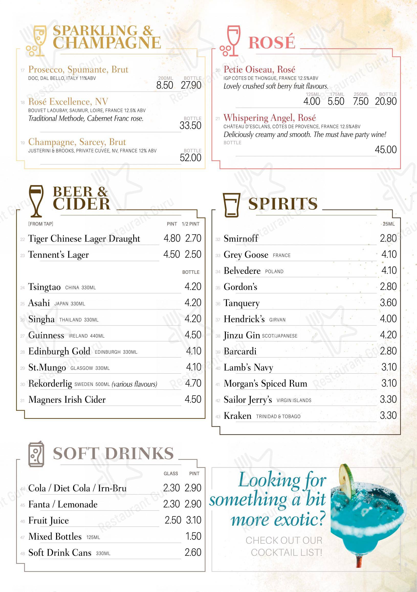 Menu at The Tea House restaurant, Larbert