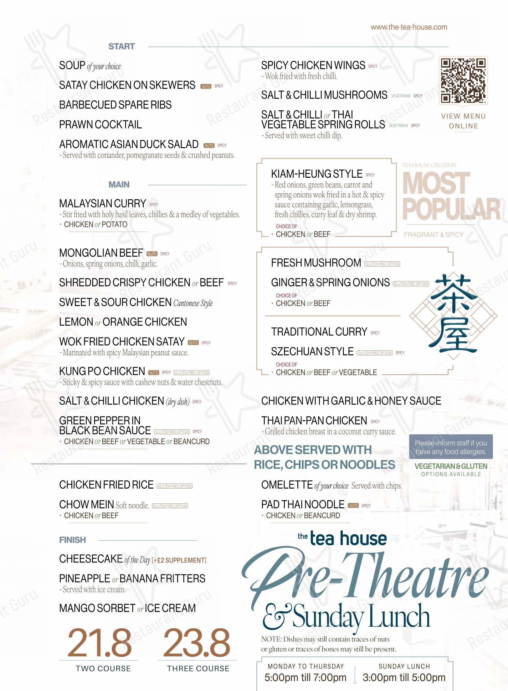 Menu at The Tea House restaurant, Larbert