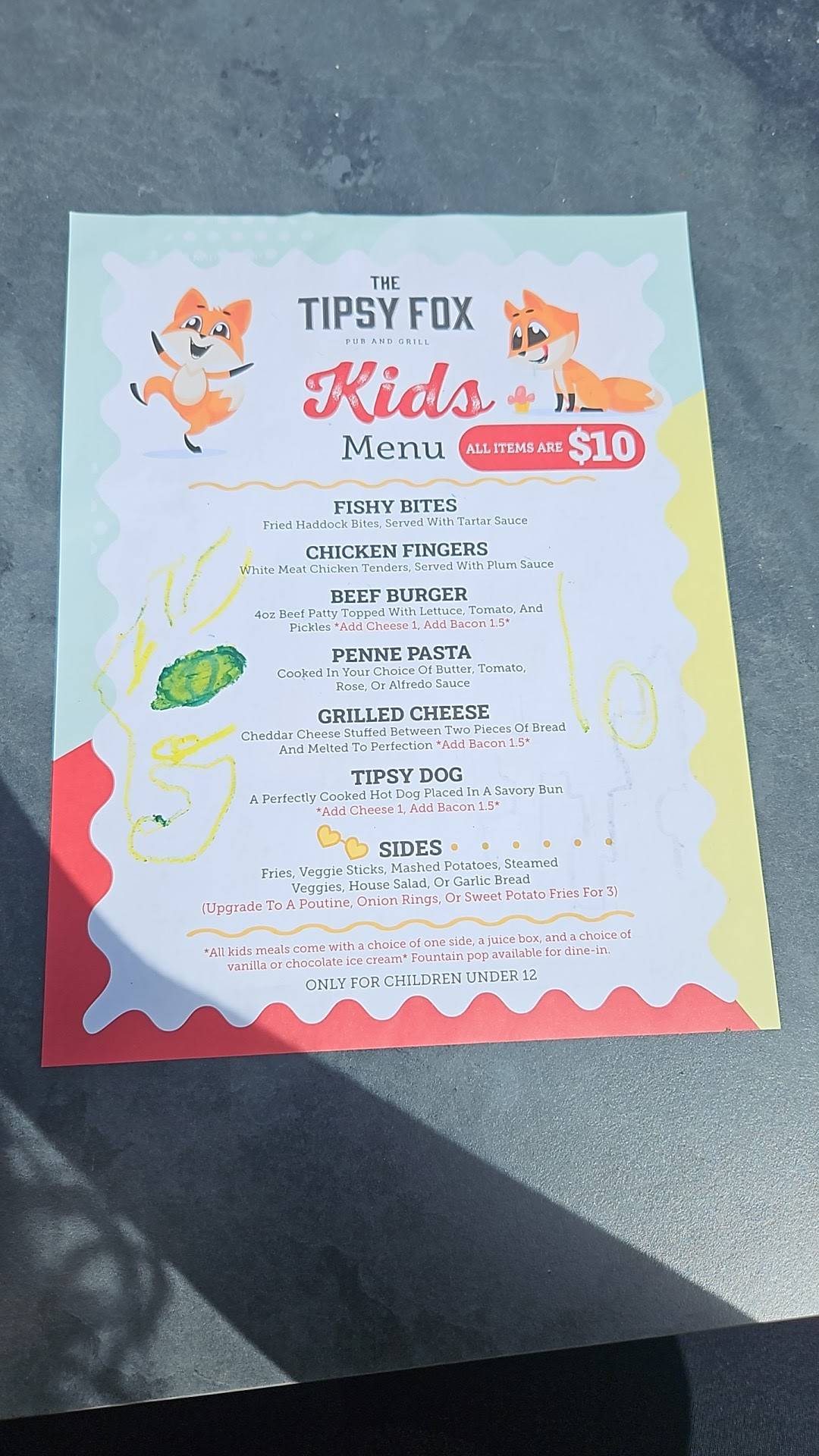 Menu at The Tipsy Fox Pub & Grill - Arthur, Arthur