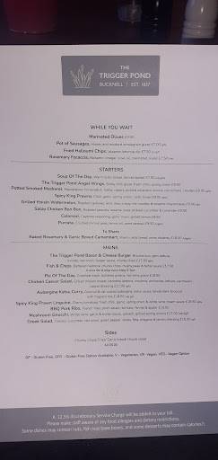 Menu at The Trigger Pond pub & bar, Bicester