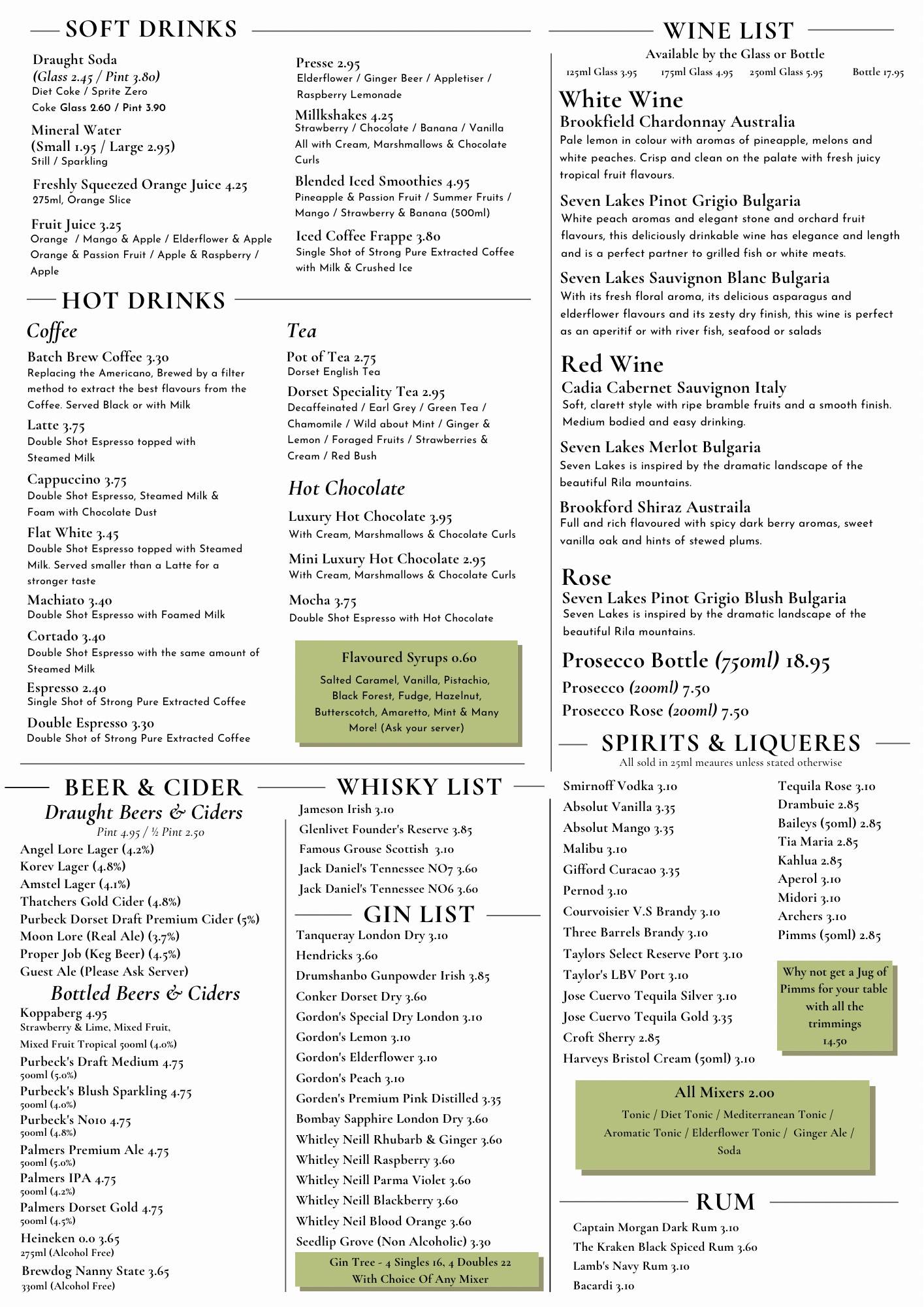 Menu at The Udder Farm Shop cafe, Gillingham